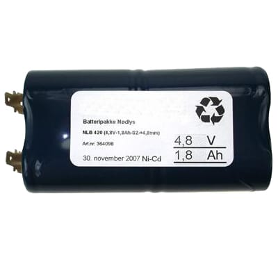 Batteripakke 4818-420, (4,8V - 1,8Ah - S2 - +-4,8mm) - Alfa Brannvern